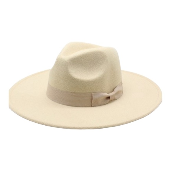 Accessories | New Beautiful Flat Brim Cream Colored Hat | Poshmark